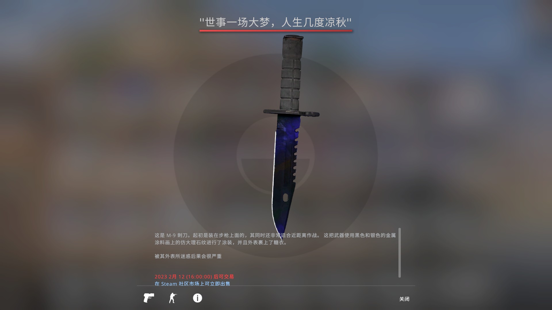 可5E M9多普勒+裹手钴蓝骷髅+可燃冰+龙王+AWP二西+印花集全套此CSGO账号已出租0次帐号出租-租号玩