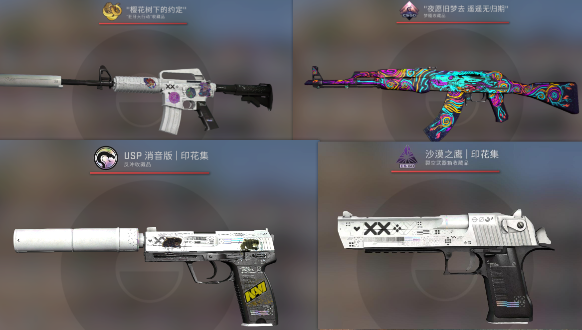 可完美优先5e 禁止官匹 蝴蝶刀 专业手套 m4沙鹰usp印花集全套 ak夜愿 awp黑色魅影此CSGO账号已出租63次帐号出租-租号玩