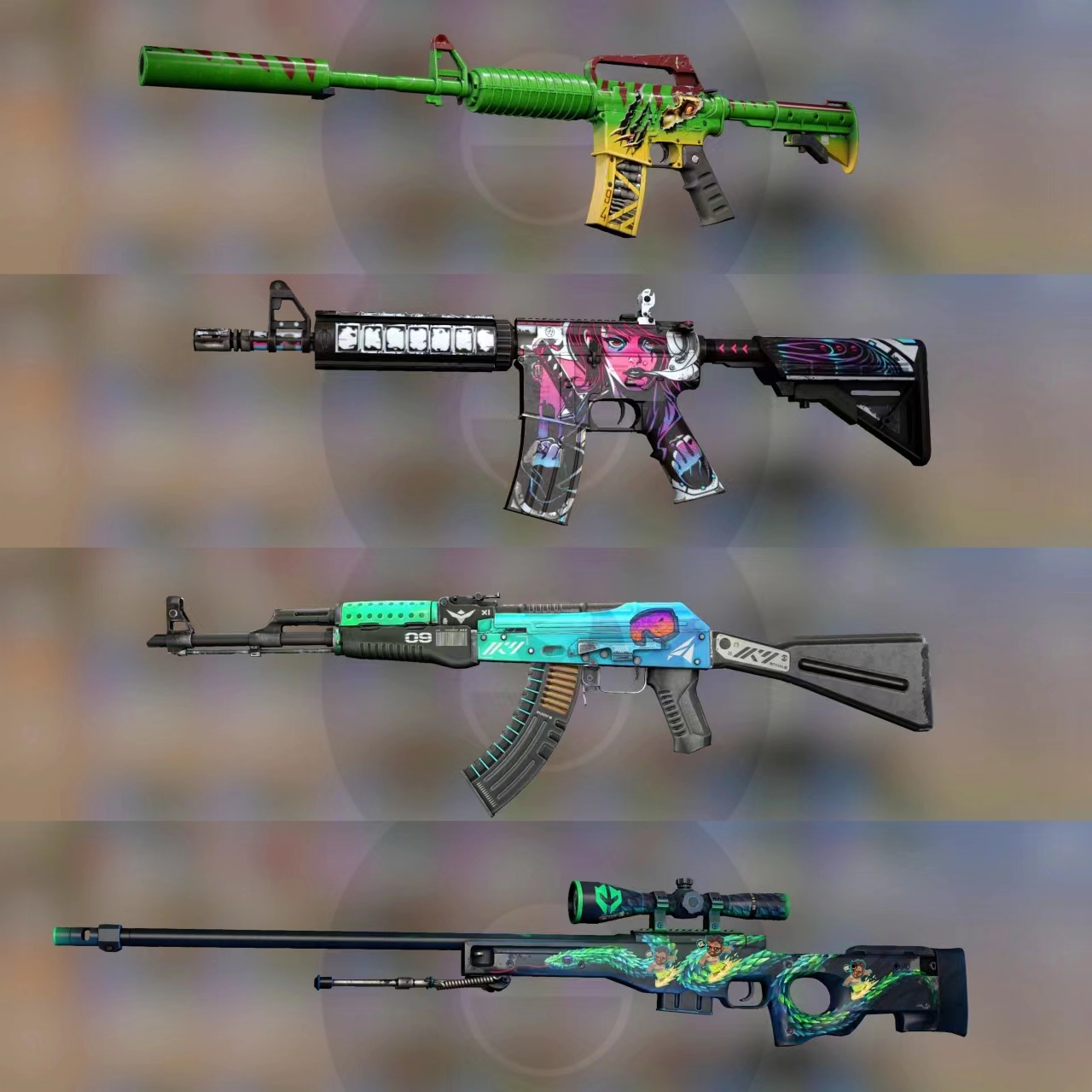 可完美♥全枪有皮♥自动上号 awp迷人眼m4毁灭者活色生香 ak混沌点阵双探员音效此CSGO账号已出租144次帐号出租-租号玩