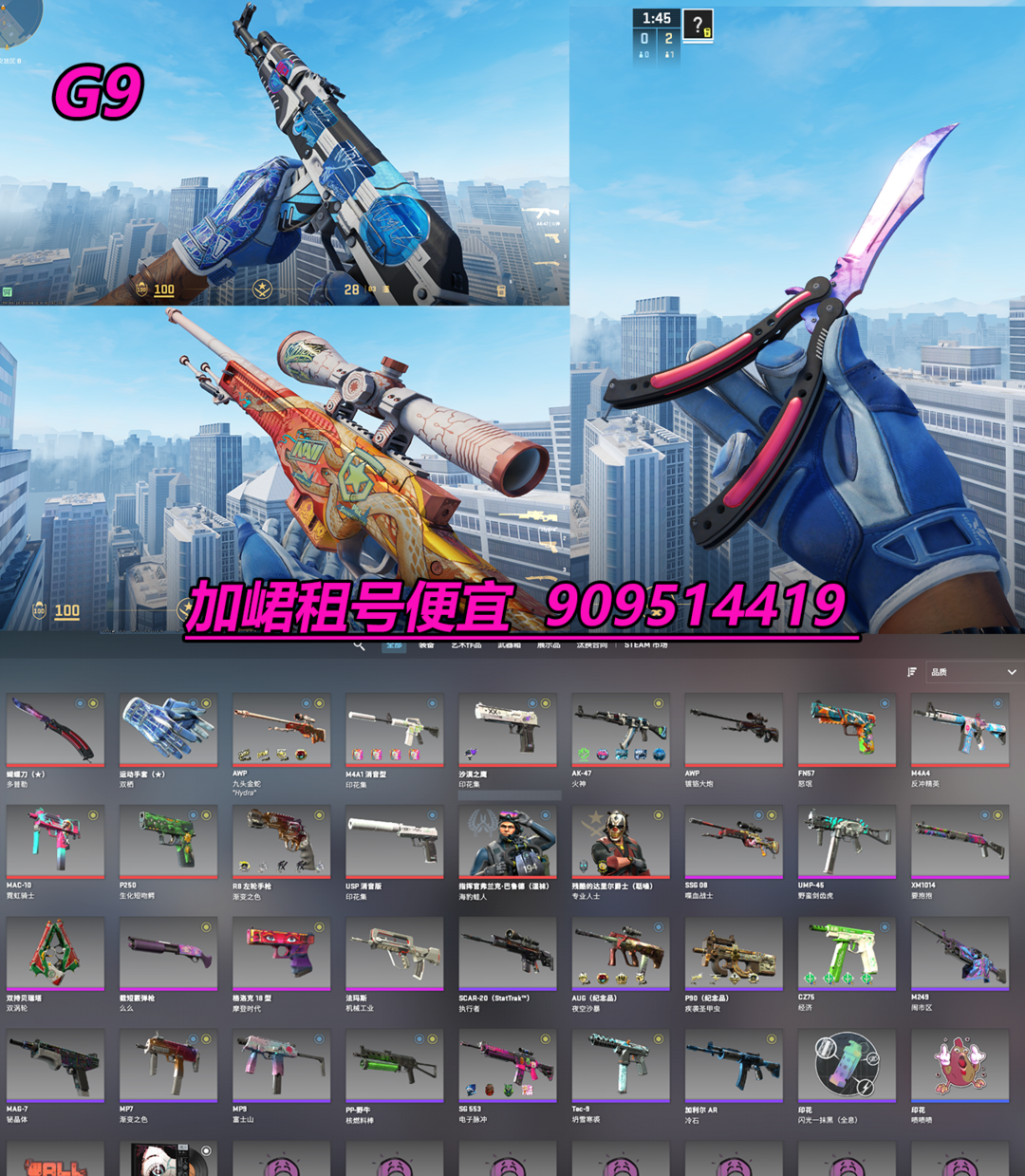 ⭐【猪猪爆】G10 完美C+和B段⭐伽马多普勒蝴蝶刀 薄荷手套 黄金藤曼 九头金蛇大狙 / CSGO / 全球服 / 全球服 - GG租号